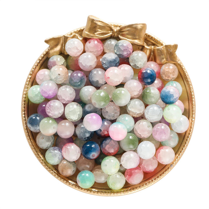 10mm glass meringue broken beads frosted ice cracked straight hole ...