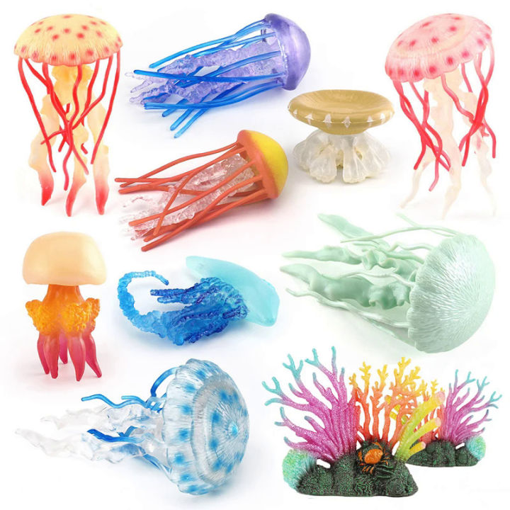 Lifelike Ocean Animal Figurine Jellyfish Starfish Coral Anemones Sea ...