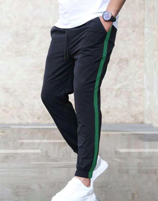 MEN CONTRAST SIDE SEAM DRAWSTRING WAIST TROUSERS | Daraz.pk