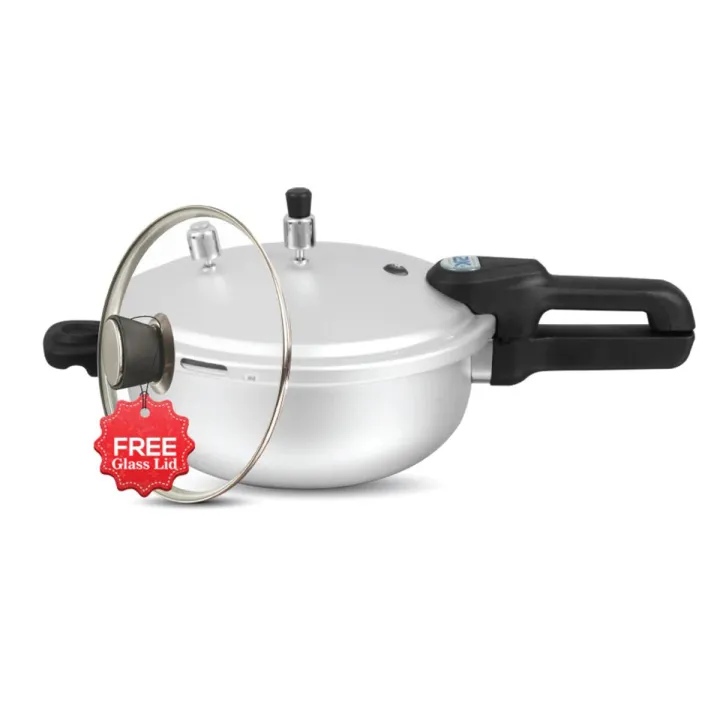 Emerald 2-in-1 Aluminum Pressure Cooker & Karahi/Wok with Free Glass ...