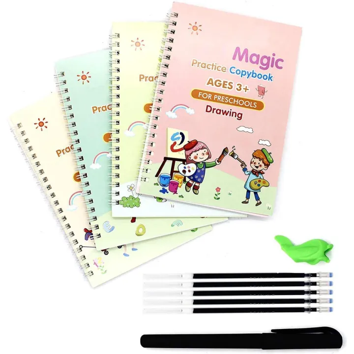 Magic Practice Copybook(4 BOOKS+10 INK REFILL) Book For Montessori ...