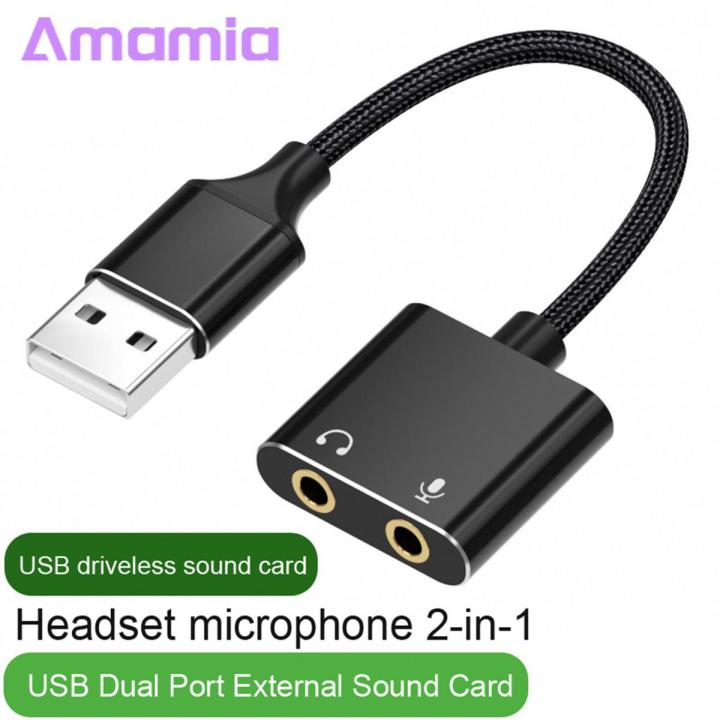 Amamia Sound Card Headphone Microphone Ports USB Audio Adapter External ...