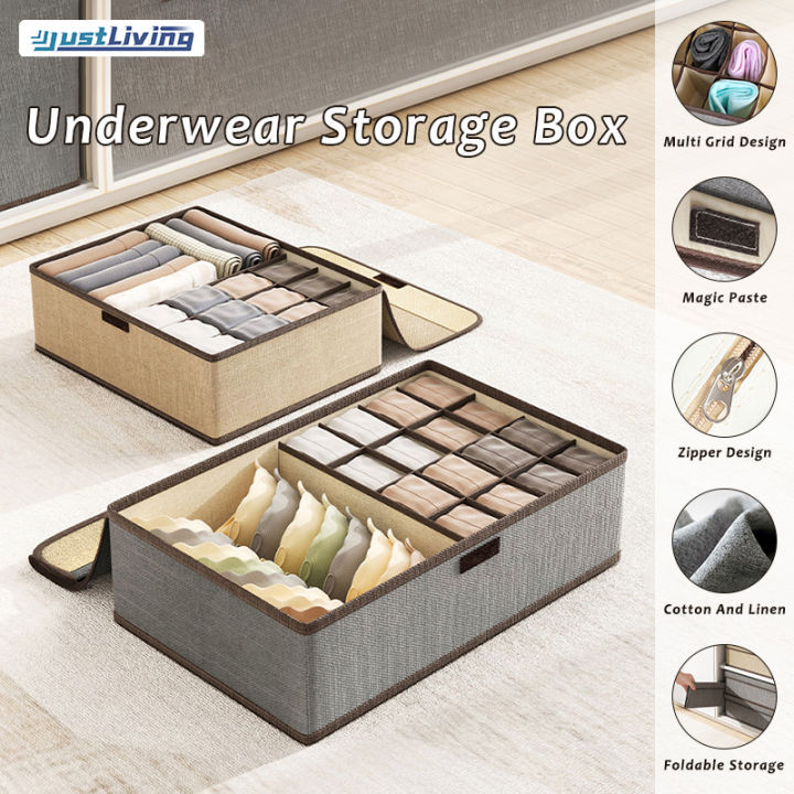 16 in 1 Socks & Bra Drawer Organizer Divider, 24 Cells Box Foldable ...