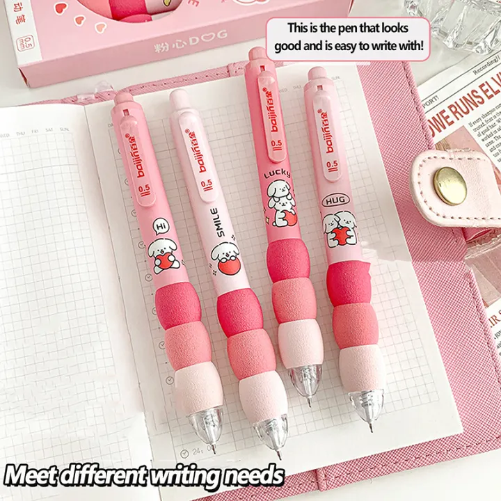 4Pcs/lot Coffee Bear Press Pen Black Ink 0.5mm Spliced Sponge Sheath ...