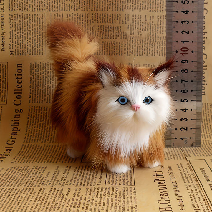 【BIG SALE】 Simulation Cat Plush Toys Soft Stuffed Kitten Model Fake ...