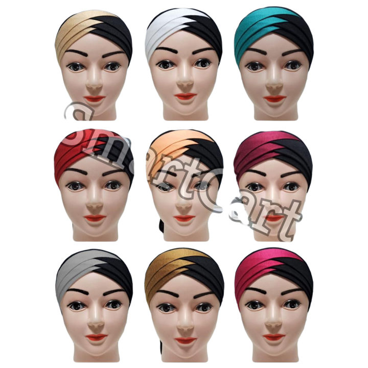 Pack Of 3 Muslim Plain Hijab Cap 3D Layer for girls two color ...