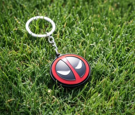 Deadpool Superhero Keychain | Red Black Round Metal Key Holder ...