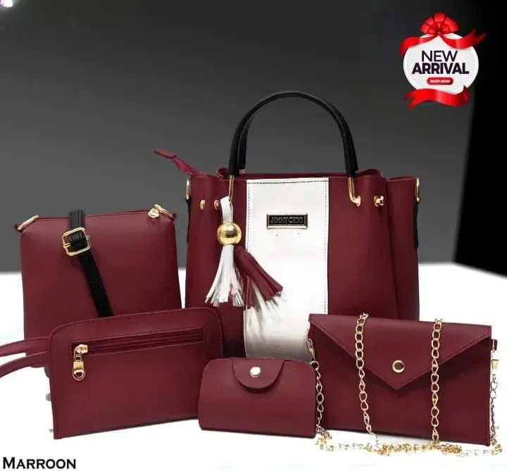 Hand bags for girls pack of 5 piece set with long strap Handbag for ...