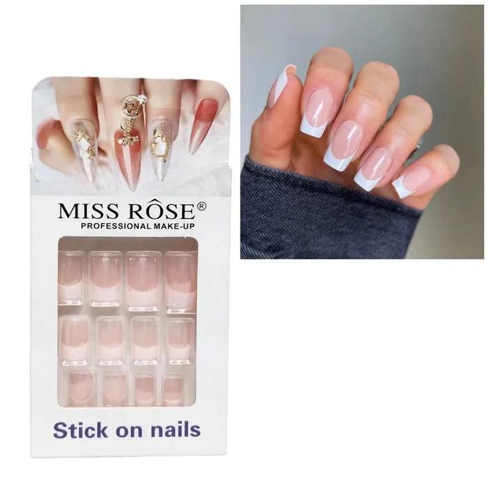 12 Piece Stick on French Nails Pack | Daraz.pk