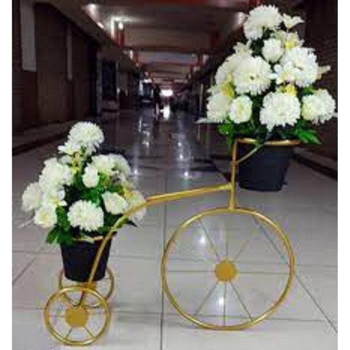HTS Sunrise Mart Artificial Flower Rod Iron Planter Stand Cycle Design ...