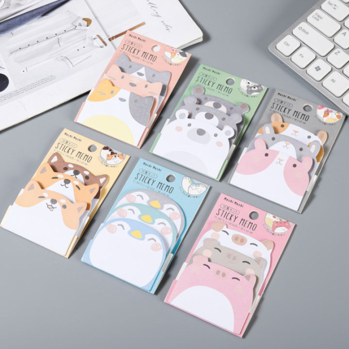 【2024】 Cute Cartoon Sticky Notes 45 Sheets Kawaii Animals Shape Markers ...
