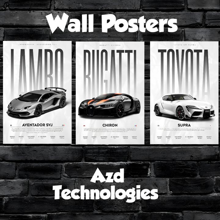3 Large Cars Posters of Your Choice XL Size Posters – 18x12 Inches ...