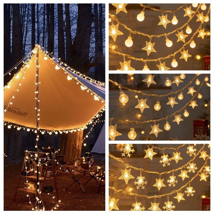 Creative LED String Lights Snowflake Light String Flash Fairy Light ...