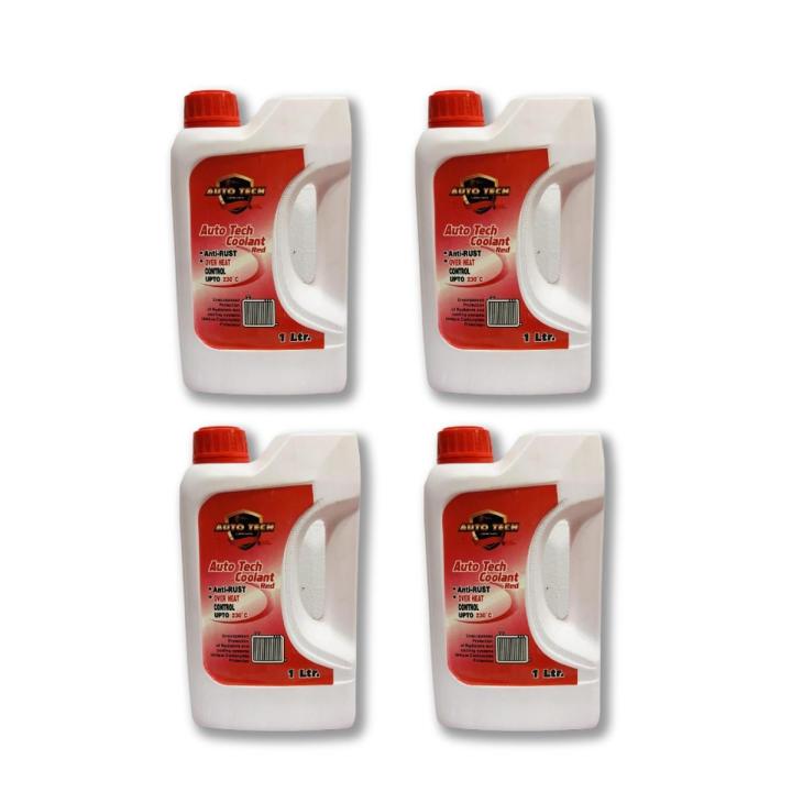Pack Of 4 AUTO TECH Coolant Red Over Heat Control Upto 230`C ( 1 ltr ...