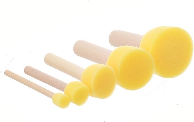 Openness - Pack of 5 Drawing Stamp DIY Foam Wooden Handle Sponge Brush Set Assorted Sizes - For ...