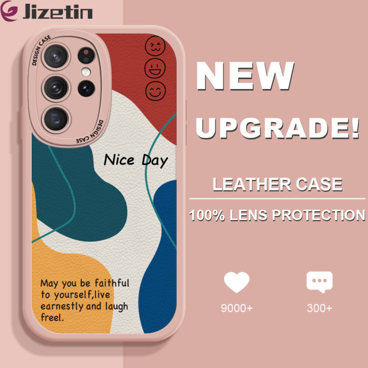 Jizetin for Samsung S21 Ultra 5G Back Cover Colorful Graffiti Lambskin ...