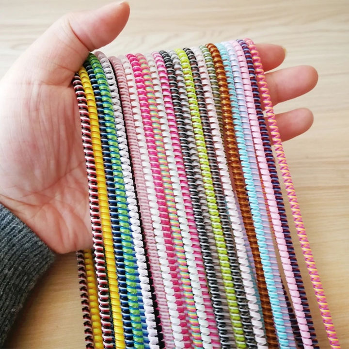 1.4M Colorful Laser Phone Data Line Protector Cover TPU Spiral USB ...