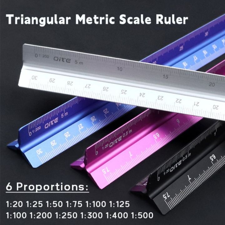 Accurate Metal/Plastic Triangular Scale 10/15/30cm 1:20-1:500 ...