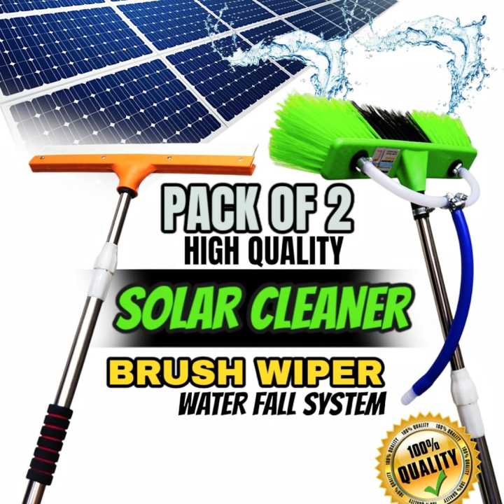 Pack of 2 Solar Wiper & Solar Brush with 1 Rod Solar Panel Cleaning ...