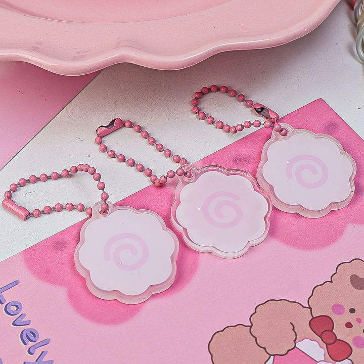 2/4Pcs Pink Acrylic Squid Roll Charm Keychain Lovely Ornament Keyring ...