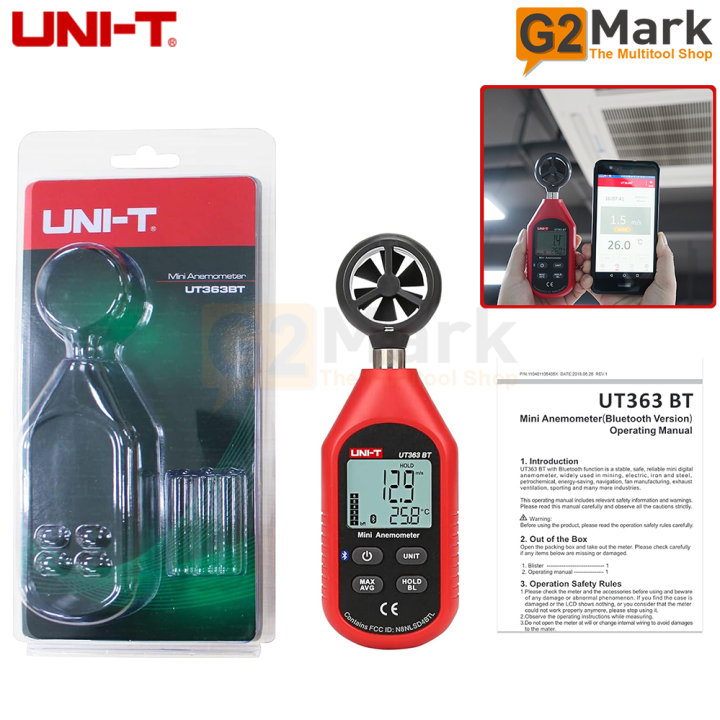 UNI-T UT363BT Digital Anemometer Wind Speed & Temperature Meter with ...