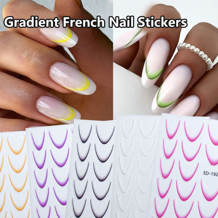 French Line 3D Nail Stickers Self-Adhesive Sliders Manicure Nail Art ...