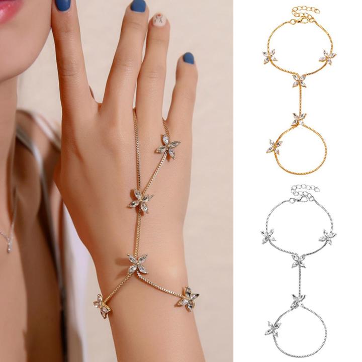 Finger ring bracelet designs original in gold