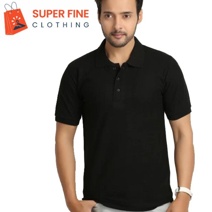 Super Fine Clothing Black Plain Polo Solid Color Tshirt For Men | Daraz.pk