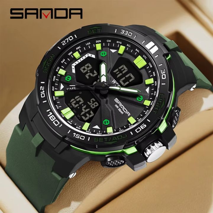 SANDA brand's new fashionable sports multifunctional timing waterproof LED digital quartz men's ...