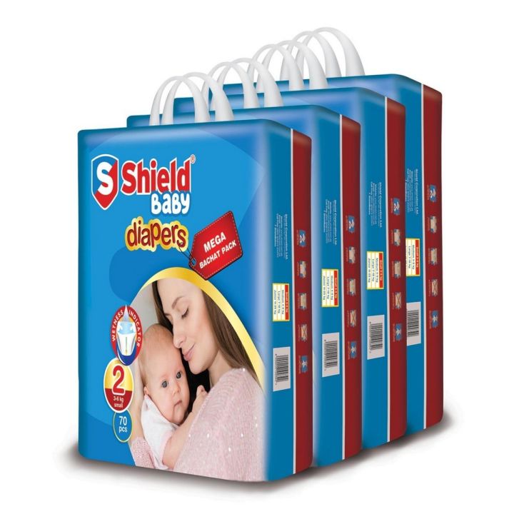 Shield- Diaper Mega Bachat Pack Small (70-Diapers, 03-06Kg, Pack of 4 ...