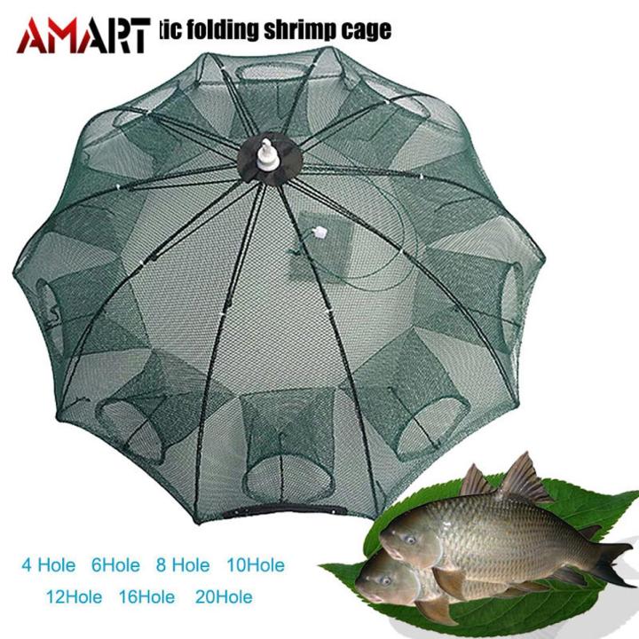 Portable Fishing Net Nylon Automatic Foldable Catch Fish Baits Trap For ...