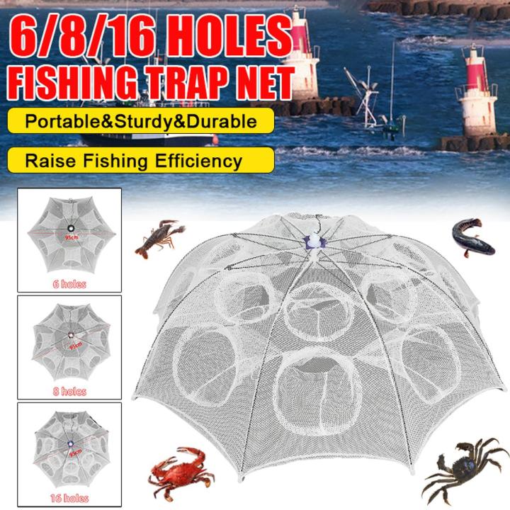 Enjoy sports life 6/8/16 Holes White Foldable Hole Bold Big Fishing Net ...