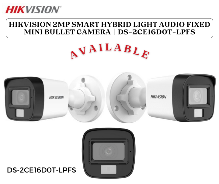 HIKVISION Color Dual Light Audio Fixed 2MP Smart Hybrid Light Mini Bullet Camera | DS-2CE16D0T ...
