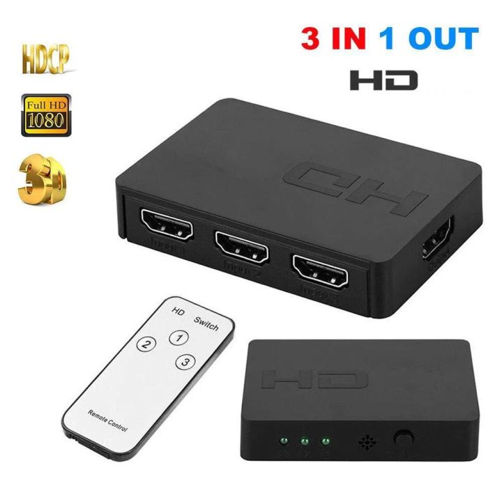 3x1 HDMI-compatible Cable Splitter HD 1080P Video Switcher Adapter 3 In ...
