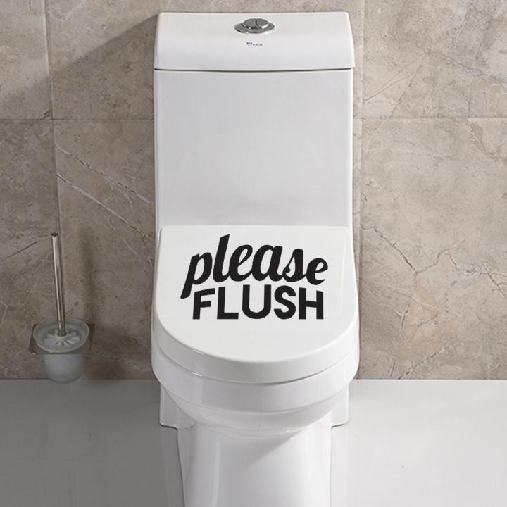 Bathroom Wall Stickers Removable PVC Please Flush Poster Washroom ...