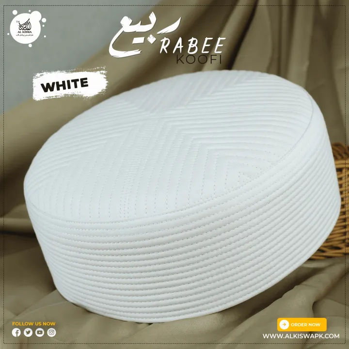 Rabee koofi white Premium Quality Suiting Fabric Soft Namaz Topi Prayer ...