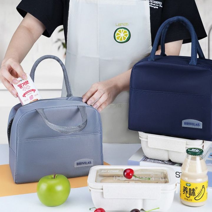 Heat Preservation Large-capacity Canvas Handbag Solid Color Reusable ...