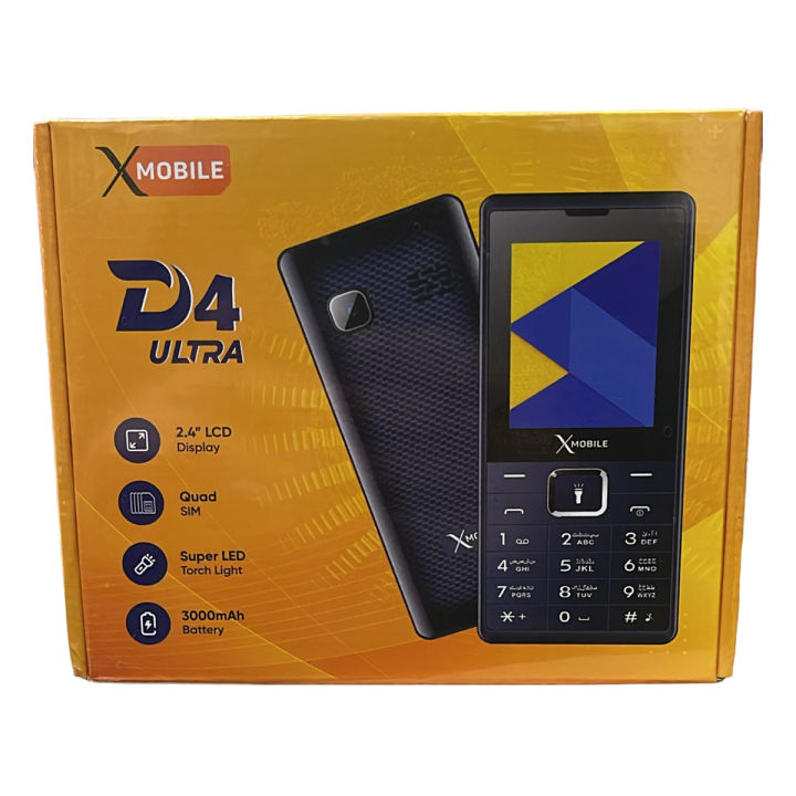 X mobile D4 ultra 4sim mobile Big battery Pta approved | Daraz.pk
