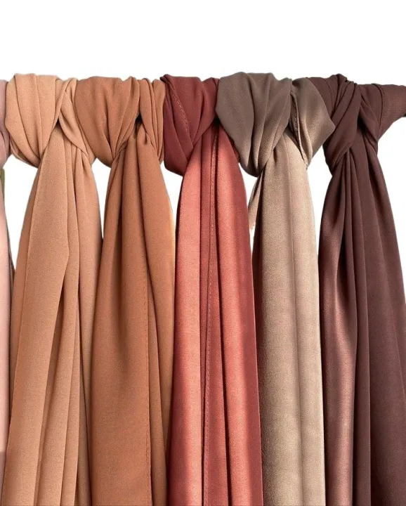 Pack of 6 Lightweight Chiffon Hijabs, Plain Colors, Breathable See ...