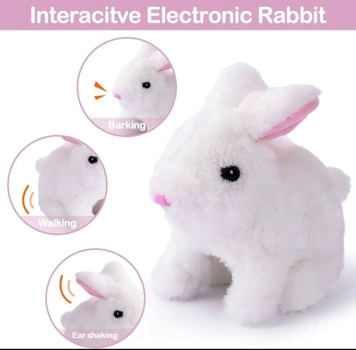 Bunny Plush Toy Jumping Spotted Rabbit Talking Hopping Ears Nose Moving ...