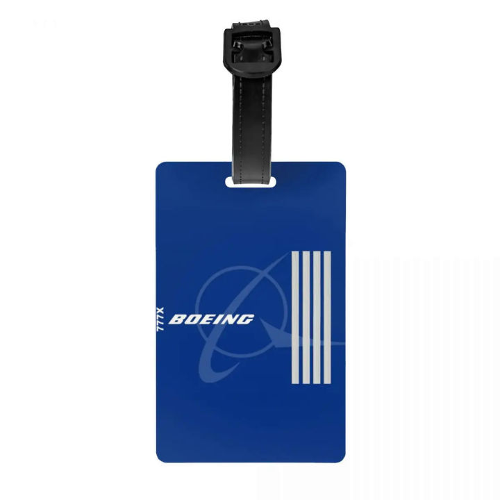 Custom Boeing 777X Captain Stripes Luggage Tag Privacy Aviation Aviator ...