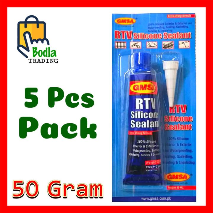 5 Pcs Transparent/Clear GMSA RTV Silicone Sealant 50g Tube- Best For ...