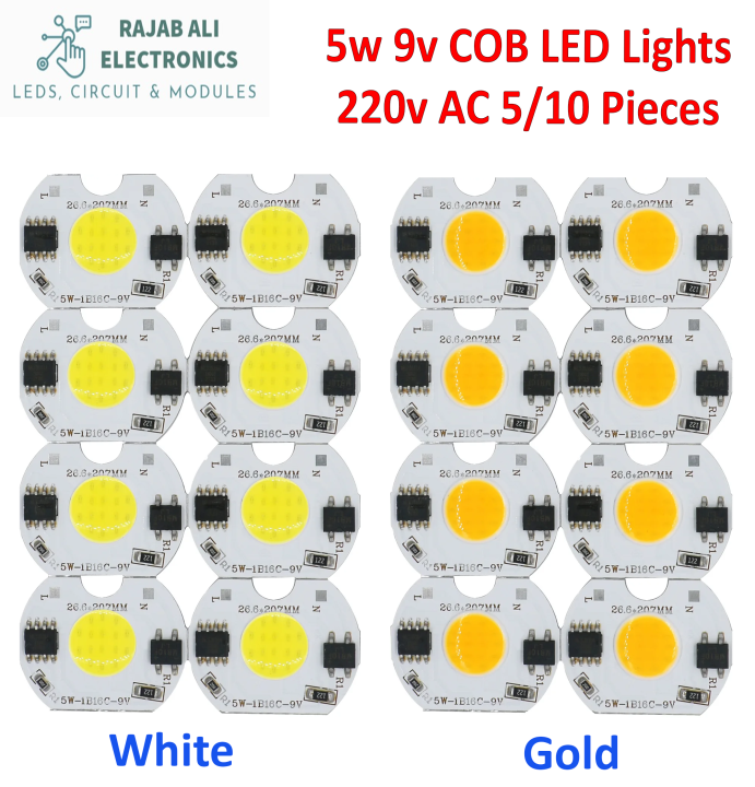 Pack Of 5/10 5w LED COB Chip AC110V/ 220V Smart IC Driver Lamp bulb ...