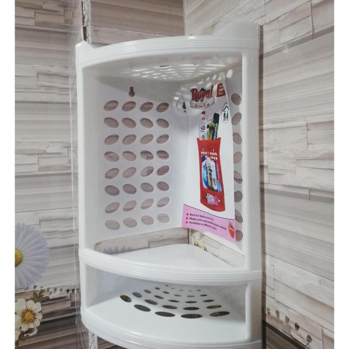 3 Layer Bathroom Corner Shelf, Washroom Corner Stand - Plastic Bathroom ...