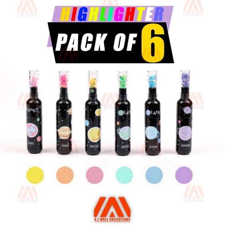 Mini Highlighter Planta Bottle Shape Colorful, 6 Color/Set Highlighter ...