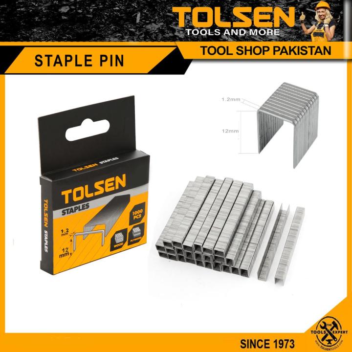 TOLSEN 3 Way Staple Gun Pins 1000pcs (1.2 x 12mm ) for Wood, Plywood ...