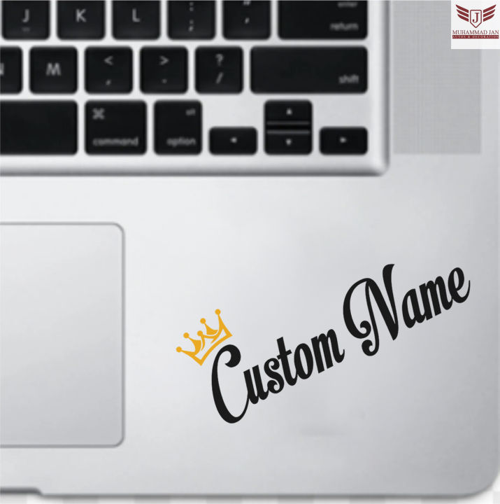 Custom Name Sticker for Laptop (4x1.5) Inches Your Name with Crown ...