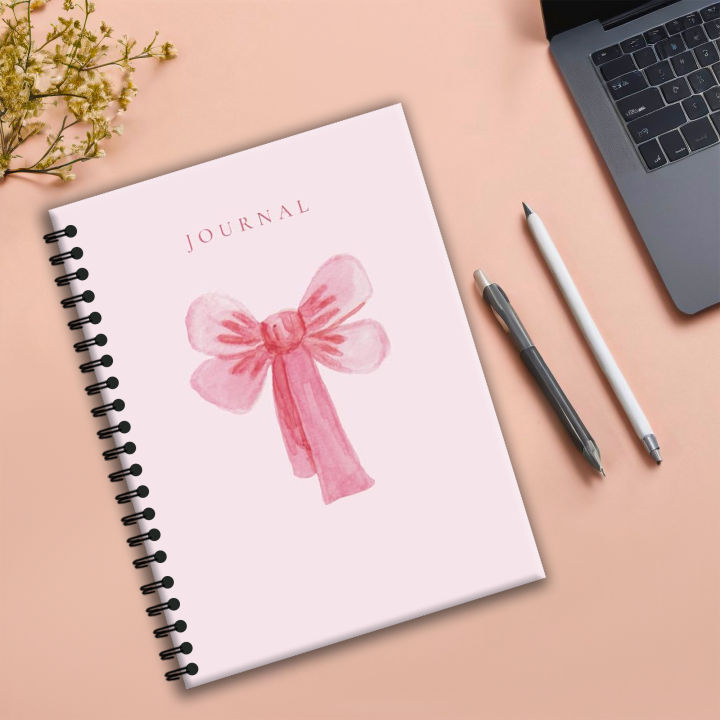Hard Cover Notebook - Cute Pink Ribbon A5 Size Cute Diary Lined Pages ...