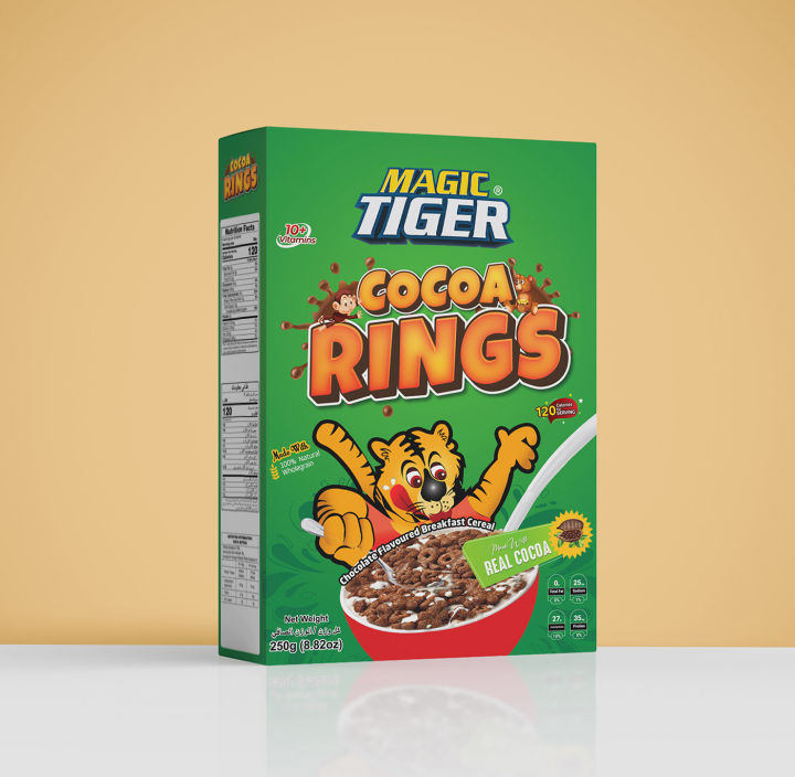 Magic Tiger COCOA RINGS Chocolate Flavored Breakfast Cereal Box 250g ...