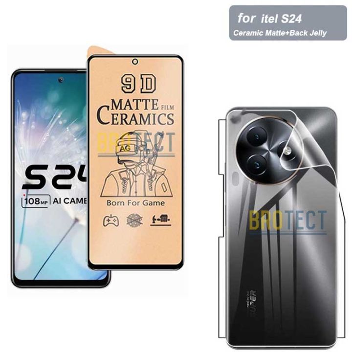 Pack of 2 ITEL S24 Ceramic Matte Film + Back Jelly Protector Soft Skin ...